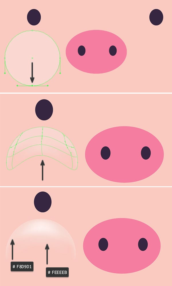 How to Make a Cute Pig Face Icon With Simple Gradient Mesh in Adobe ...