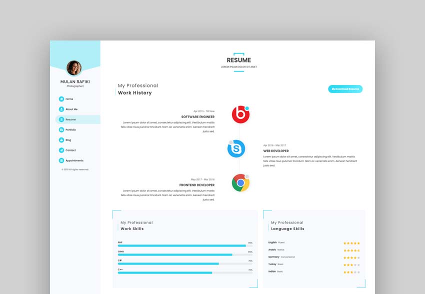 20 Best HTML Templates for Your Resume (Curriculum Vitae) | Envato Tuts+