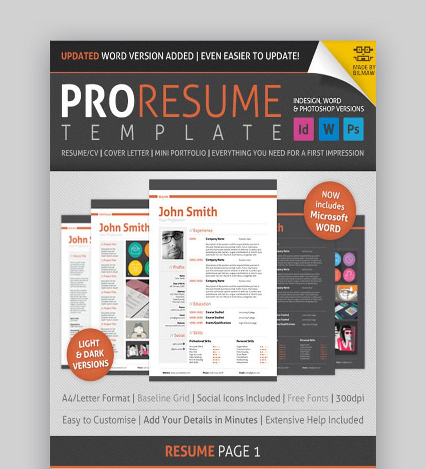 20 Resume Templates Sederhana (Mudah untuk Dikustom & Diedit dengan ...