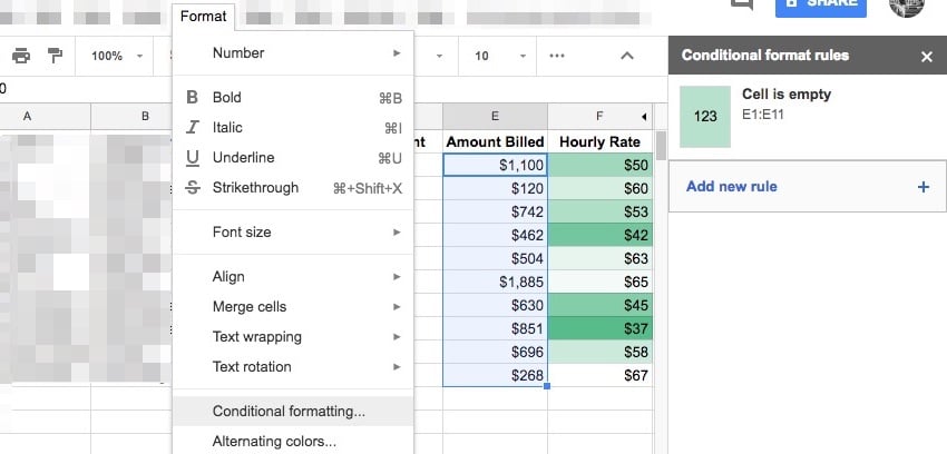 Usar Formato Condicional en Google Sheets | Envato Tuts+