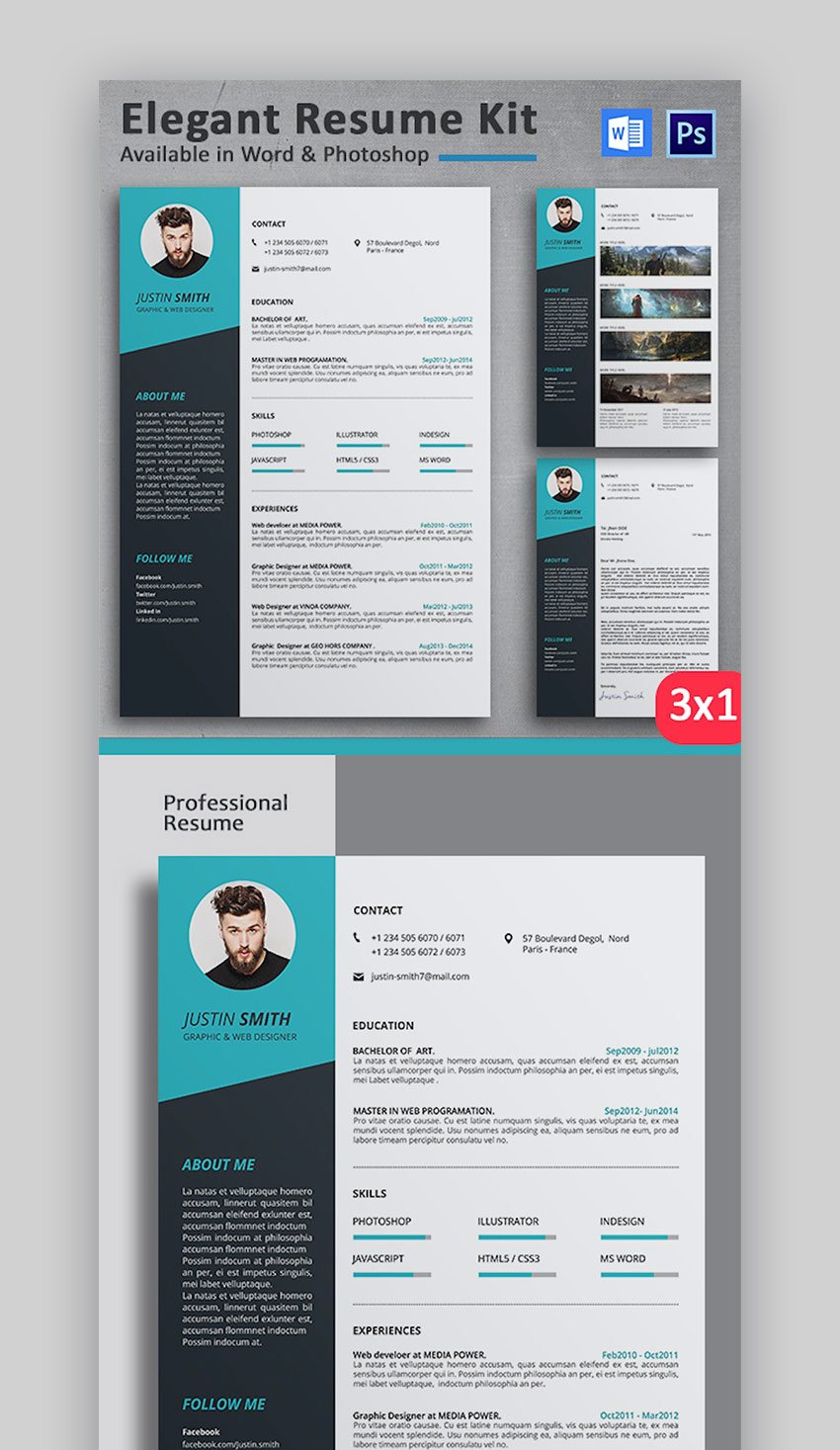20 Template Kreatif Resume Gratis (Word & PSD bisa di Download ...