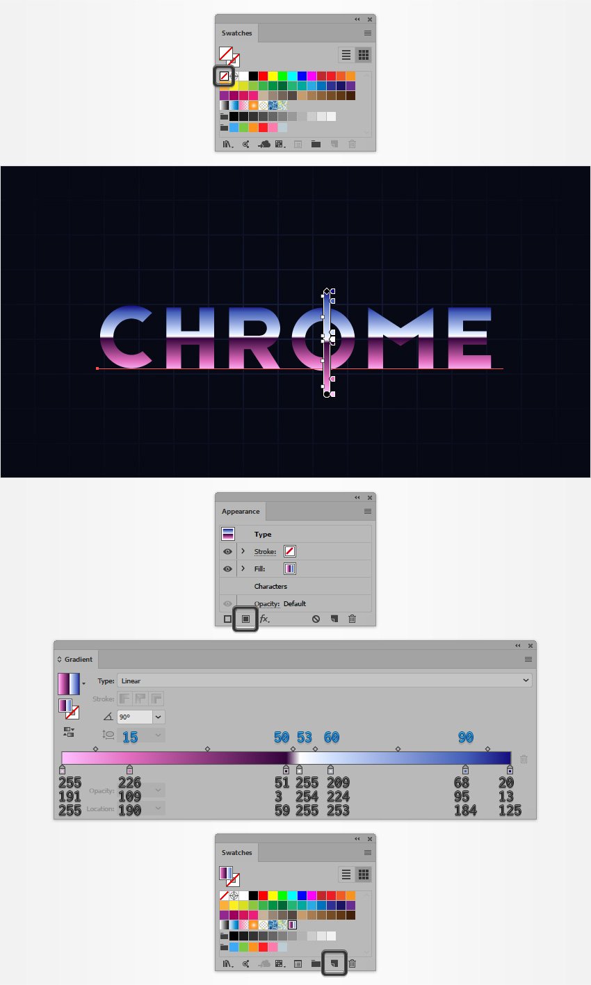 How to Create a Retro Chrome Text Effect in Adobe Illustrator | Envato ...
