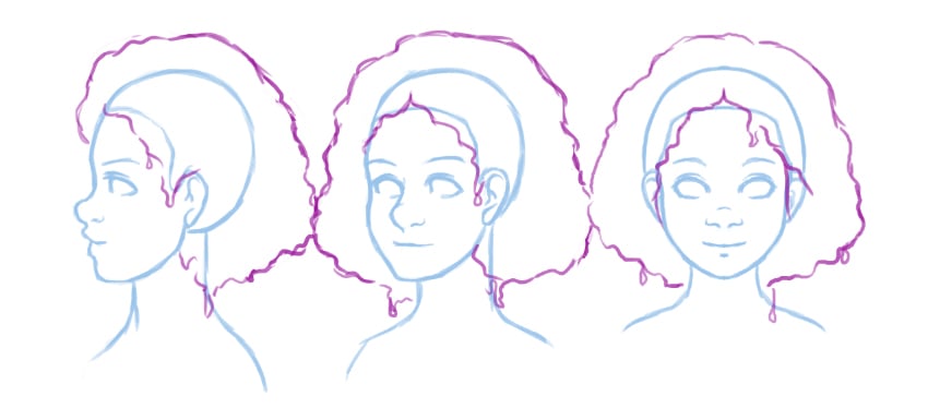 How to Draw Natural, Textured, Afro Hair (How to Draw Curly Hair ...
