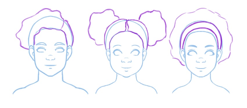 How to Draw Natural, Textured, Afro Hairstyles (Afros, Locs, Braids ...