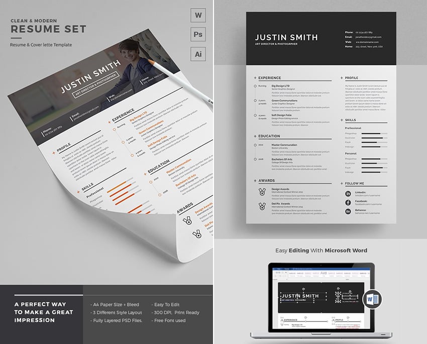 15+ Template Resume MS Word Profesional - Dengan Desain Sederhana ...