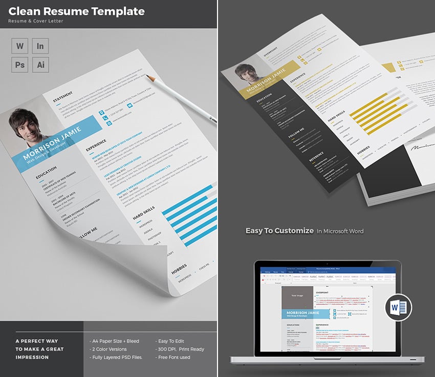 15+ Template Resume MS Word Profesional - Dengan Desain Sederhana ...