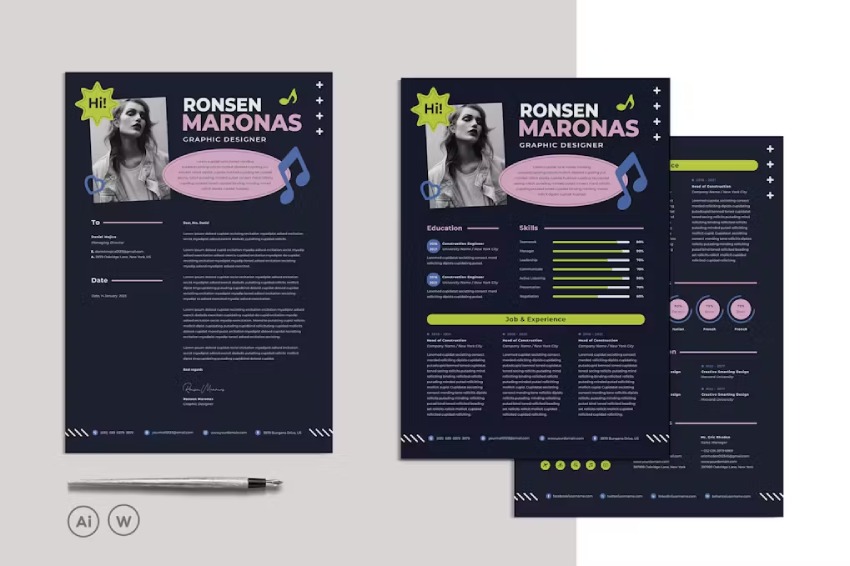 20+ Awesome Illustrator Resume Templates With Creative CV Designs for ...
