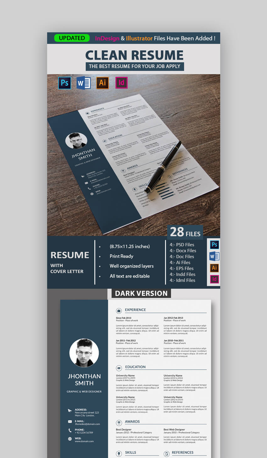 18+ Template Resume Modern Dengan Clean Design (Elegan) (2018) | Envato ...
