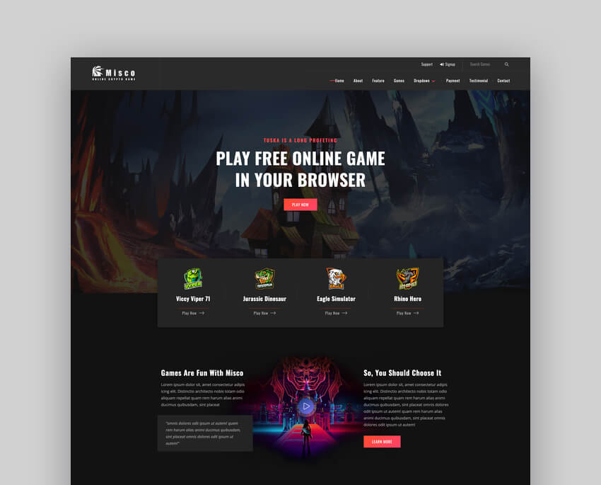 25+ Awesome & Fun Gaming Website Templates HTML5 (Free & Premium ...