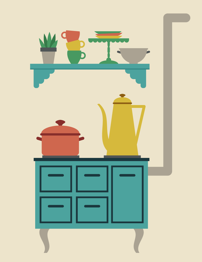 How to Create an Illustration of a Retro Kitchen in Adobe Illustrator ...