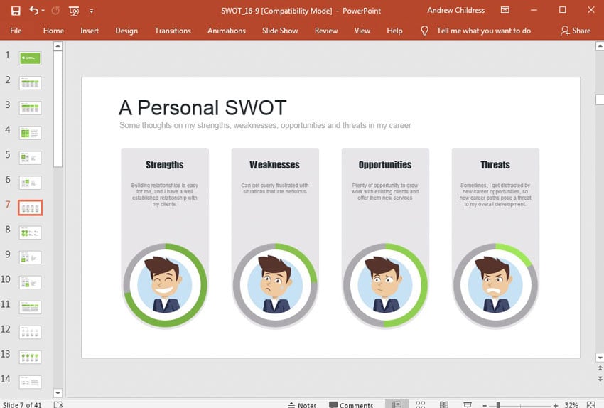 How to Make SWOT Analysis PowerPoint Slides With PPT Templates | Envato ...