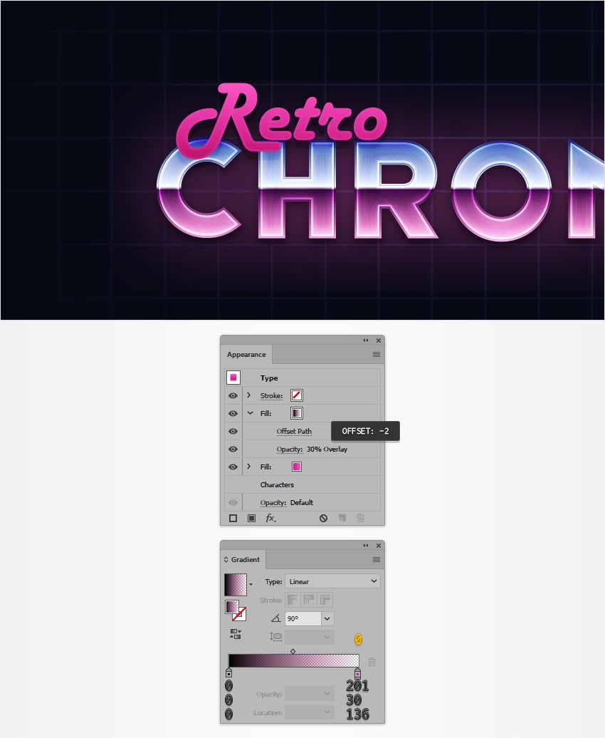 How to Create a Retro Chrome Text Effect in Adobe Illustrator | Envato ...