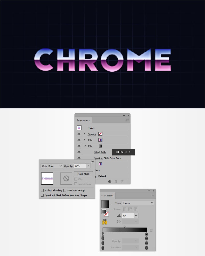How to Create a Retro Chrome Text Effect in Adobe Illustrator | Envato ...