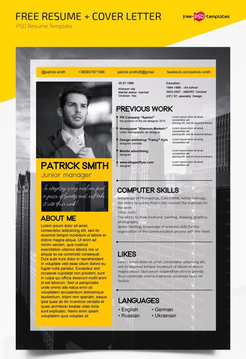 20 Best Free Combination Resume CV Templates to Download 2025 | Envato ...