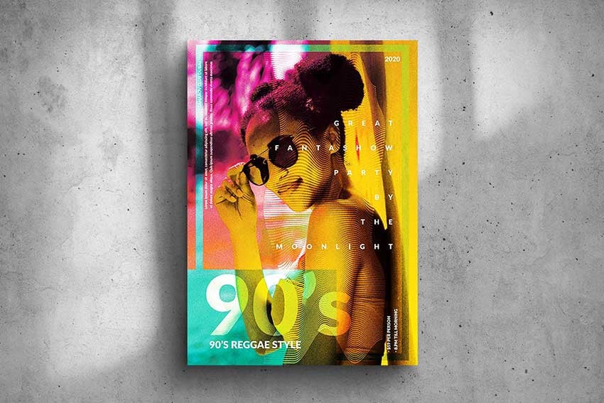 Diseño gráfico y aesthetics de los 90s: fuentes, patrones y flyers