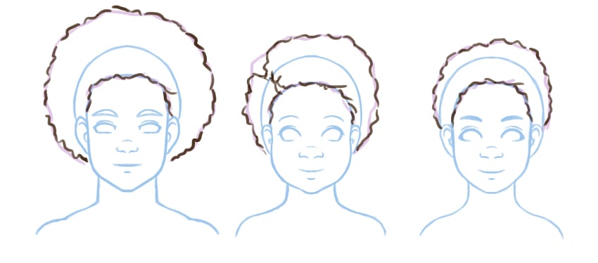 How to Draw Natural, Textured, Afro Hair (How to Draw Curly Hair ...