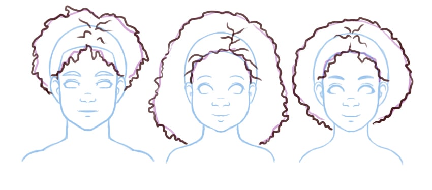 How to Draw Natural, Textured, Afro Hair (How to Draw Curly Hair ...