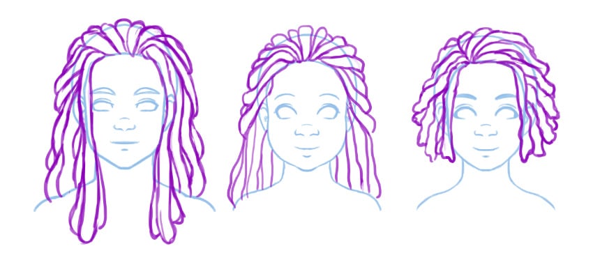 How to Draw Natural, Textured, Afro Hairstyles (Afros, Locs, Braids ...