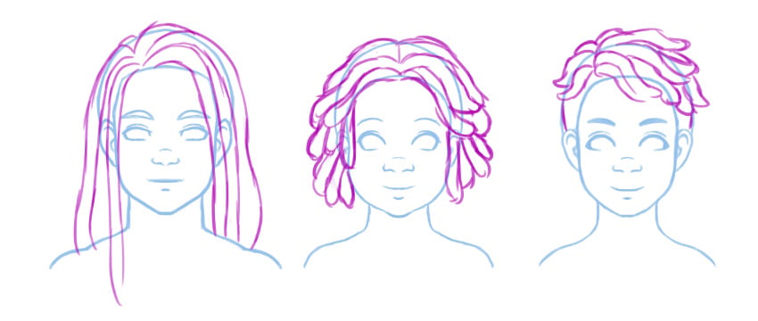How to Draw Natural, Textured, Afro Hairstyles (Afros, Locs, Braids ...
