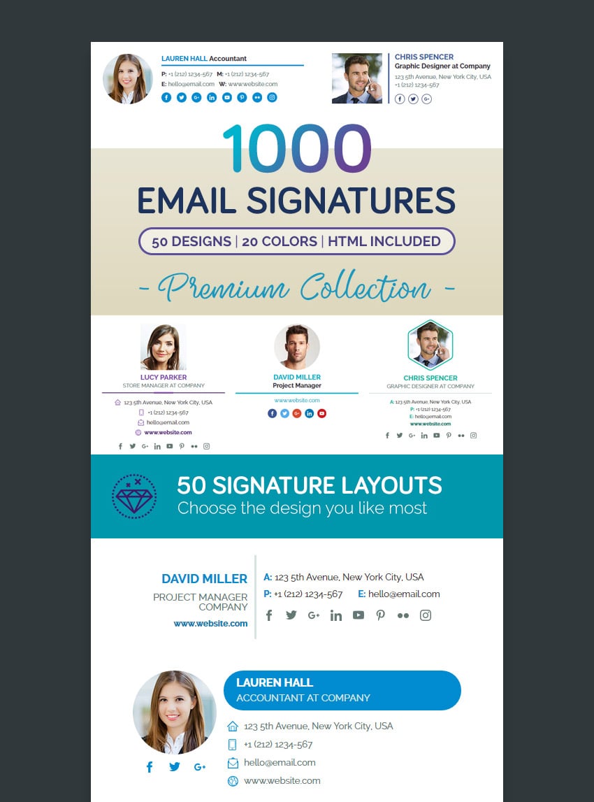 8 Modelos de Assinatura de E-mail Profissional: Com Design Exclusivos ...