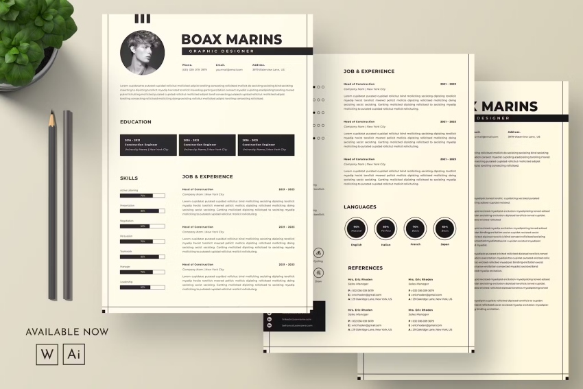 20+ Awesome Illustrator Resume Templates With Creative CV Designs for ...