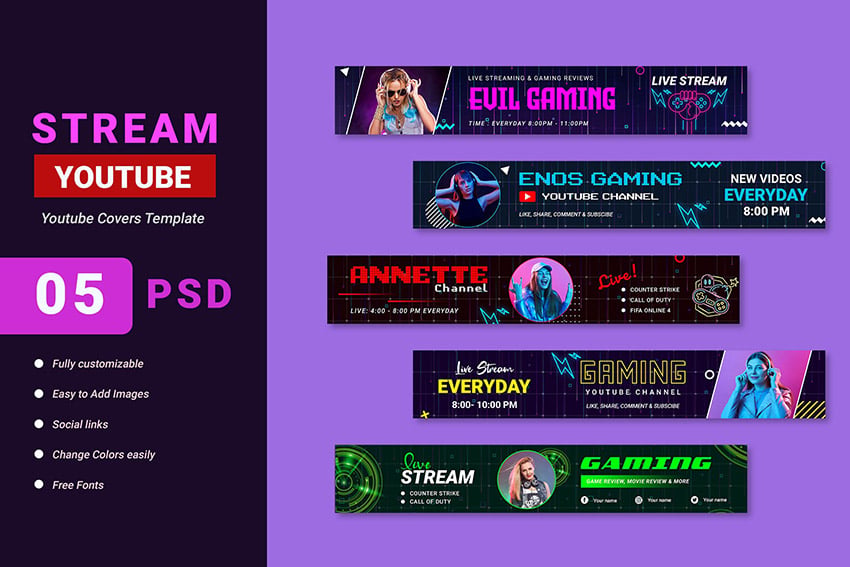 31+ banners gamers para canal de YouTube (hechos con un creador online)
