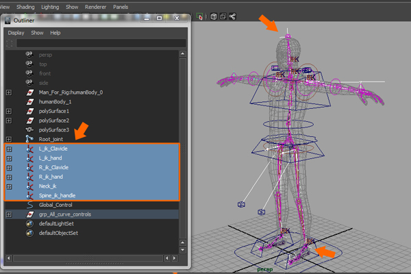 Building A Complete Human Character Rig In Maya, Global Control and ...