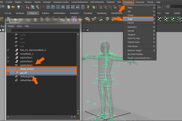 Building A Complete Human Character Rig In Maya, Global Control and ...