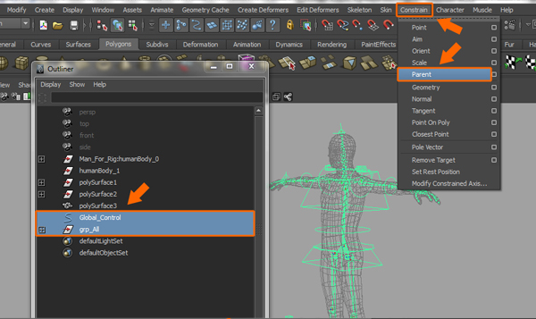 Building A Complete Human Character Rig In Maya, Global Control and ...