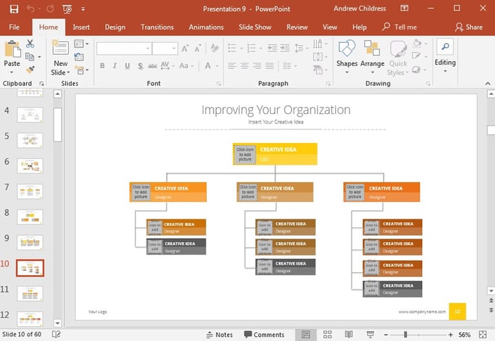 Cara membuat bagan organisasi dalam PowerPoint dengan template | Envato ...