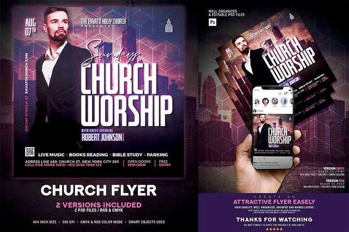 29 Best Church Flyer Background Templates (Religious Events 2025 ...