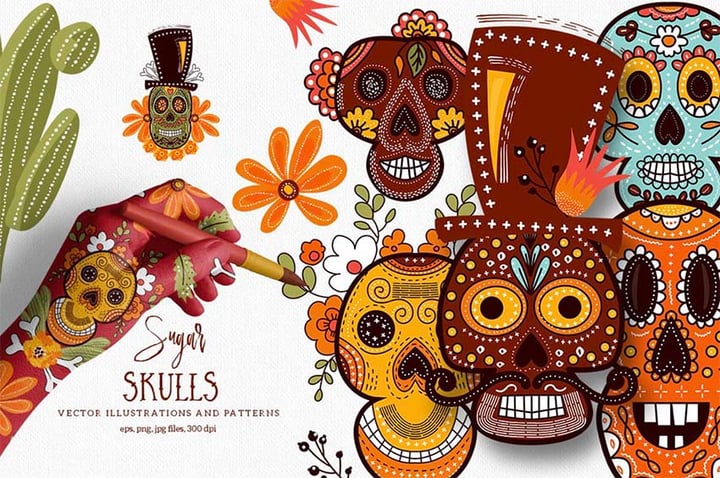 50+ Best Skull Vectors (Sugar Skulls, Skull & Cross Bones, and More ...