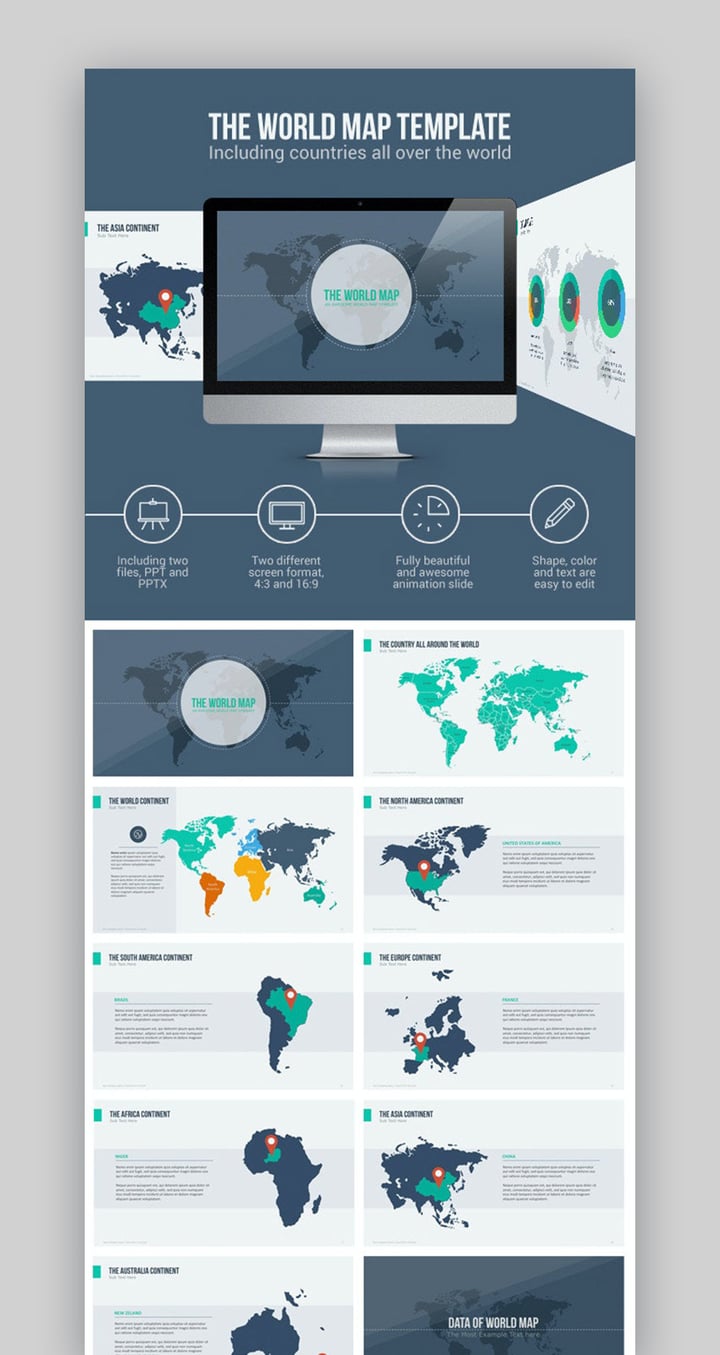 Las 25 mejores plantillas gratuitas de diapositivas de mapas de ...