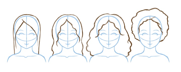 How to Draw Natural, Textured, Afro Hair (How to Draw Curly Hair ...