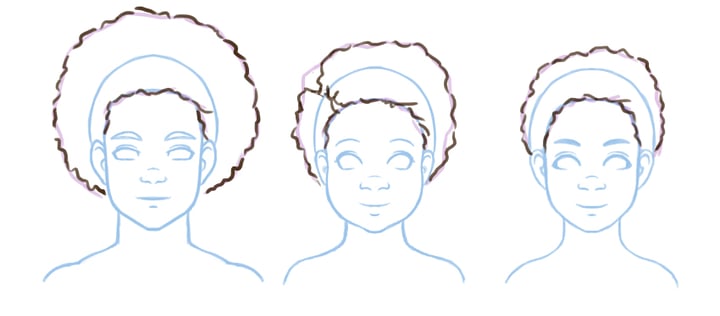 How to Draw Natural, Textured, Afro Hair (How to Draw Curly Hair ...