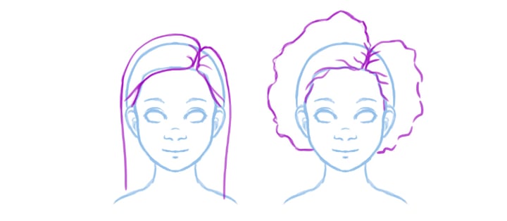 How to Draw Natural, Textured, Afro Hairstyles (Afros, Locs, Braids ...