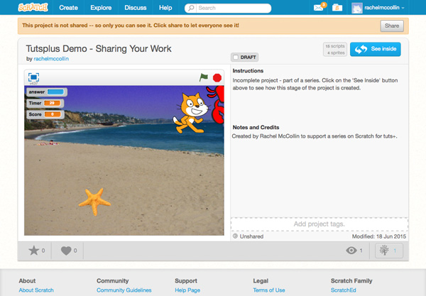 Sharing Your Work in Scratch | Envato Tuts+