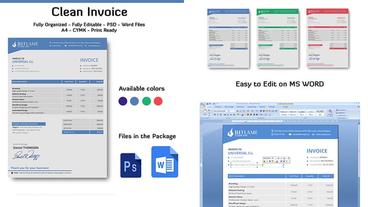 15 Modelos de fatura simples: feito para o Microsoft Word | Envato Tuts+