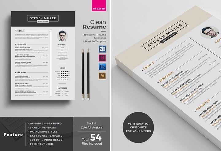 15+ Template Resume MS Word Profesional - Dengan Desain Sederhana ...