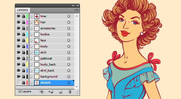 How to Create a 50s Fashion Illustration in Adobe Illustrator | Envato ...
