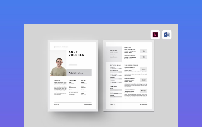 20 Best Free Pages & MS Word Resume CV Templates (Download for Mac 2025 ...